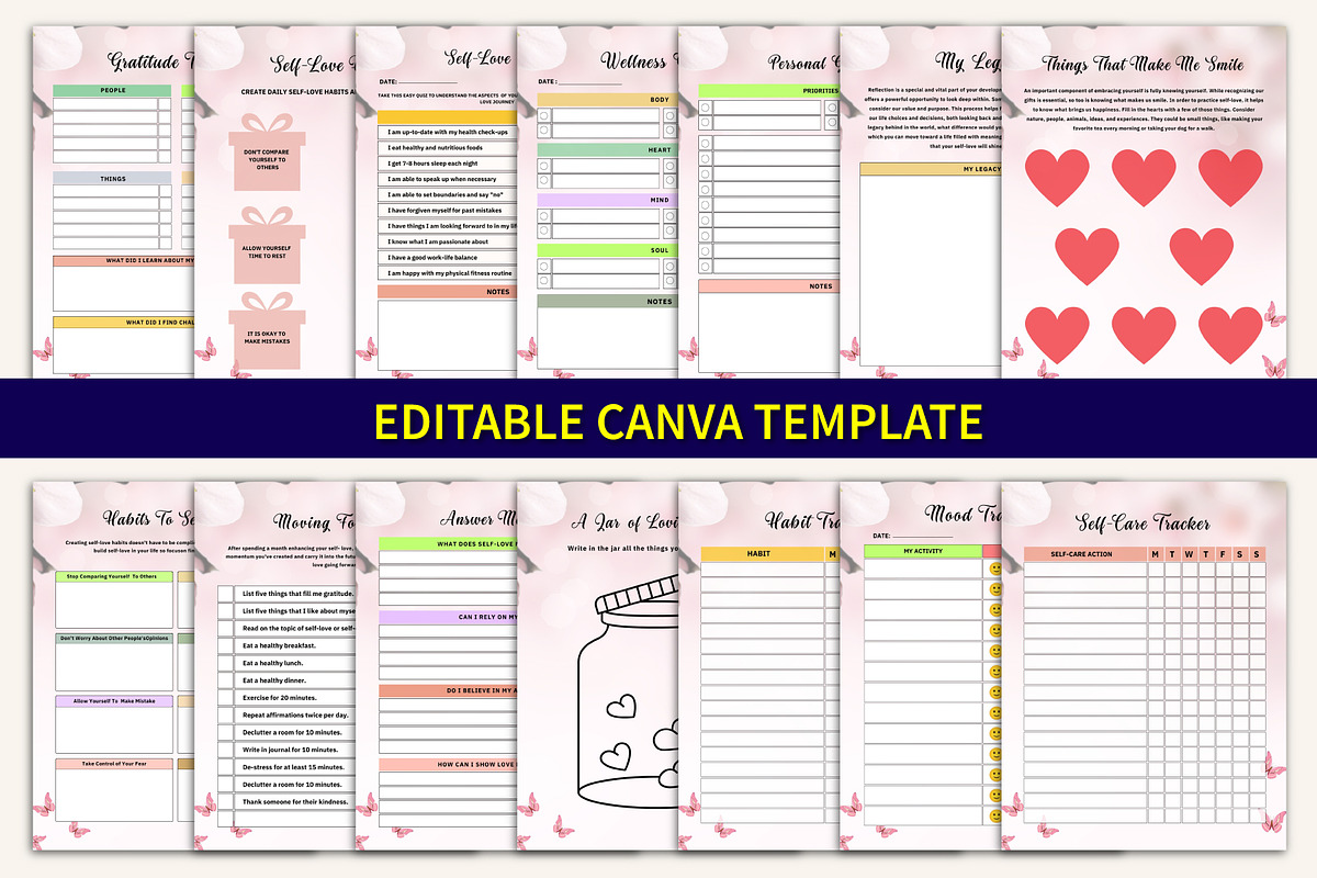 Self-Love Building Planner, a Stationery Template by Designmela01