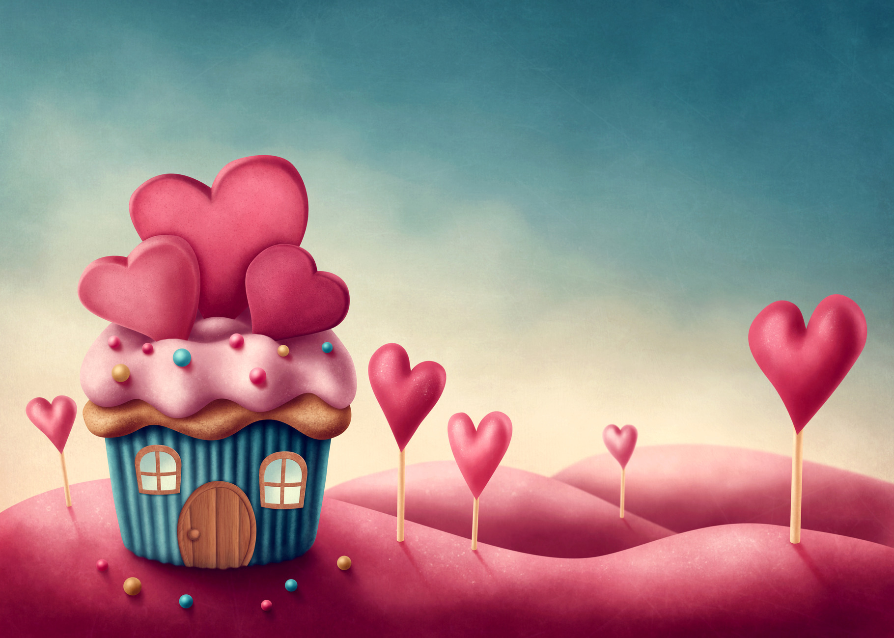 Fantasy Cup Cake House, an Illustration by EleSArtDesign