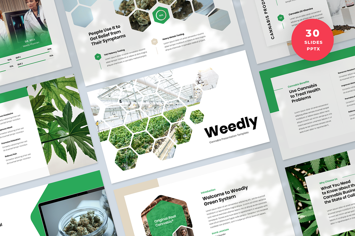 Cannabis PowerPoint Template, a Presentation Template by Flat Icons