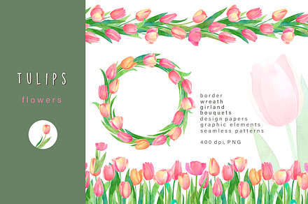 Watercolor Tulips Clip Art | Graphic Objects ~ Creative Market