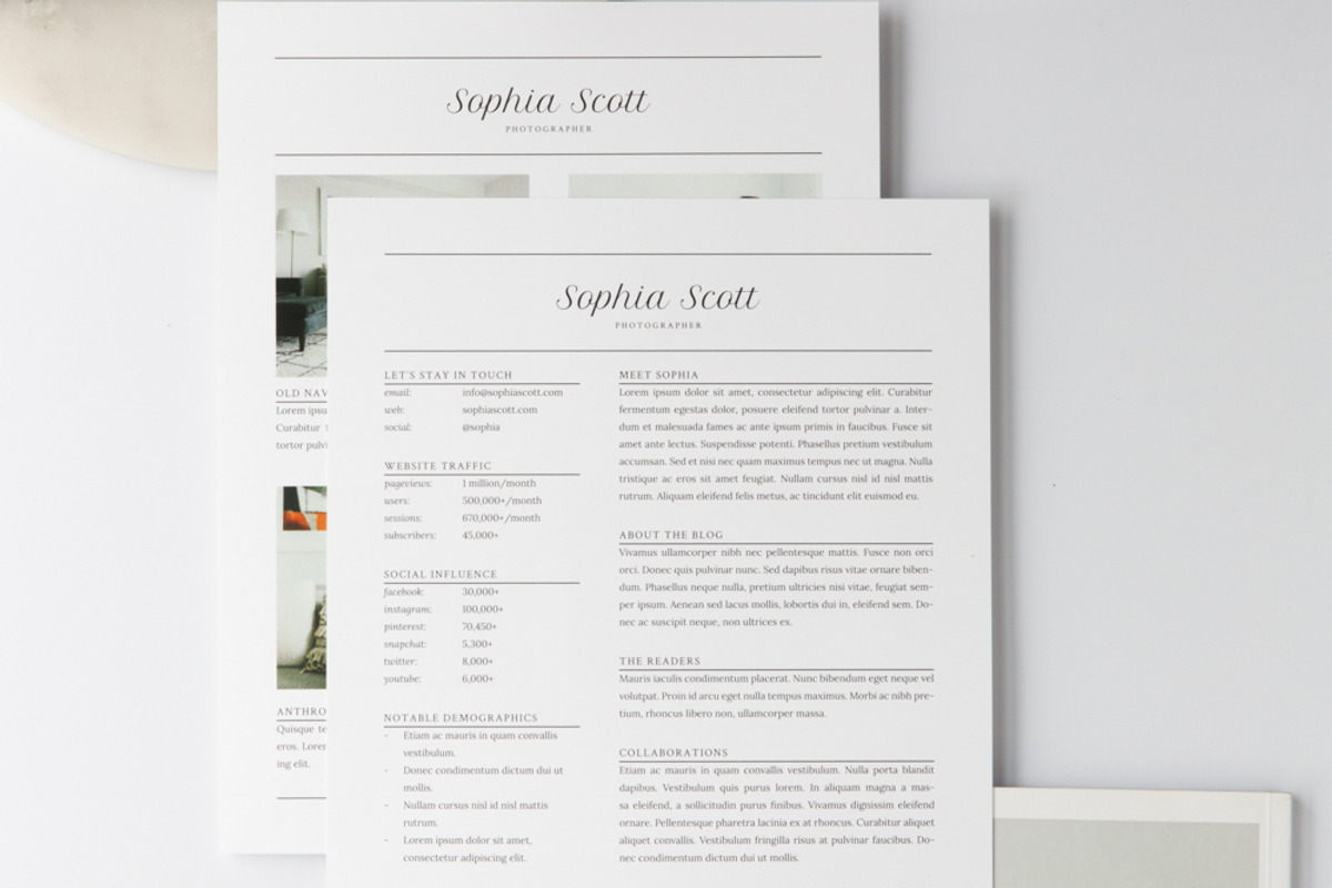 Sophia Media Kit + Resume, a Resume Template by studiolmh