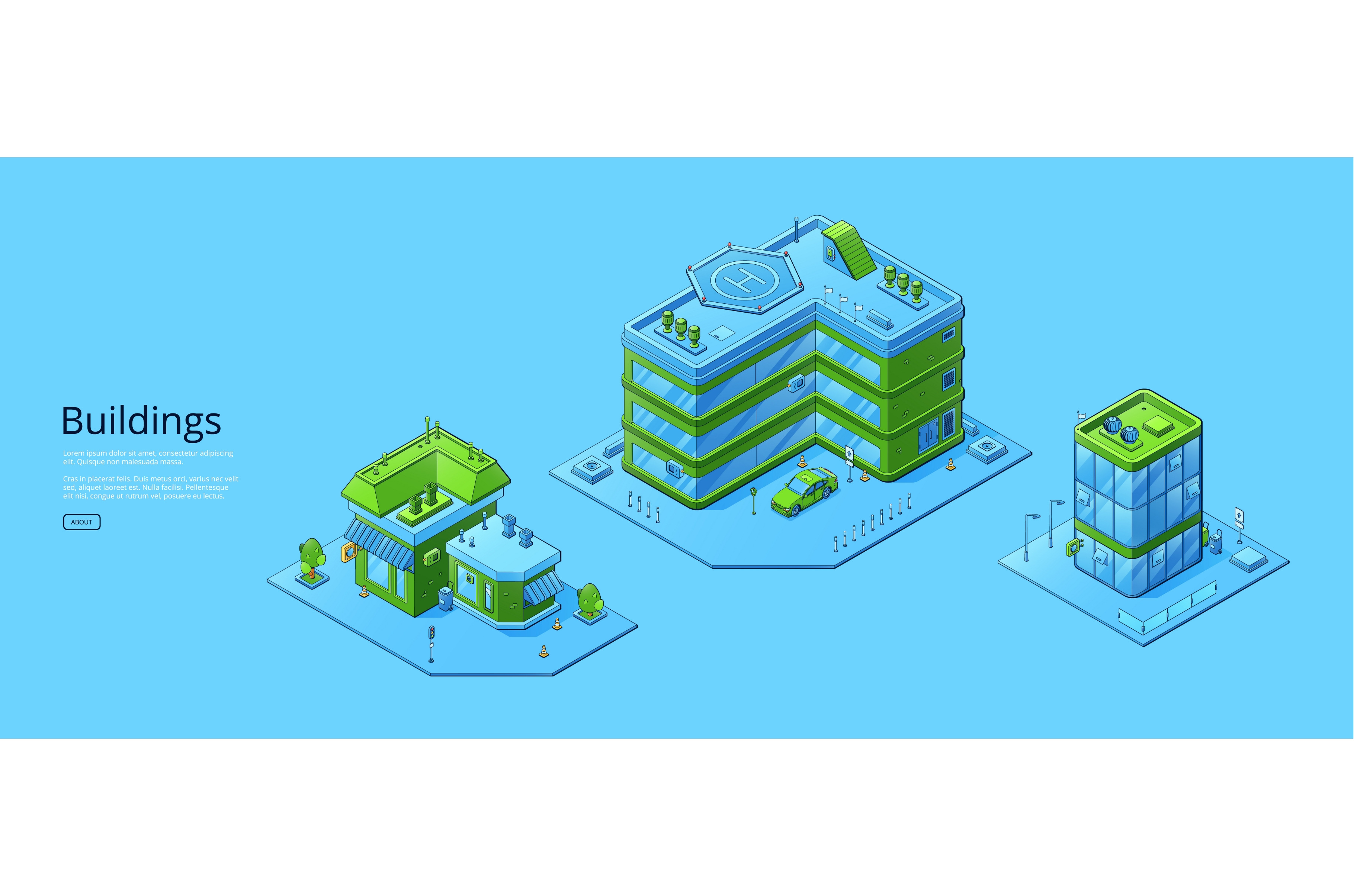 Poster with isometric modern city, a Work Illustration by art PVP - market