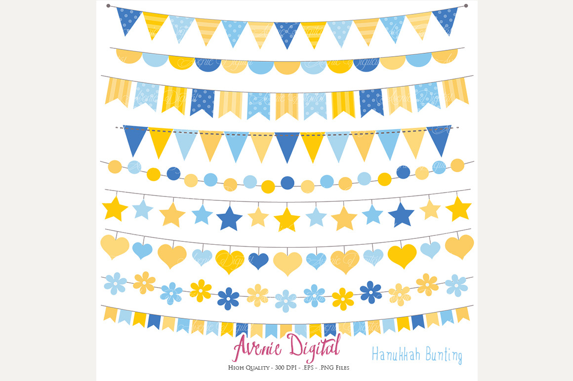 Hanukkah Bunting Banner Clipart, an Illustration by Avenie Digital