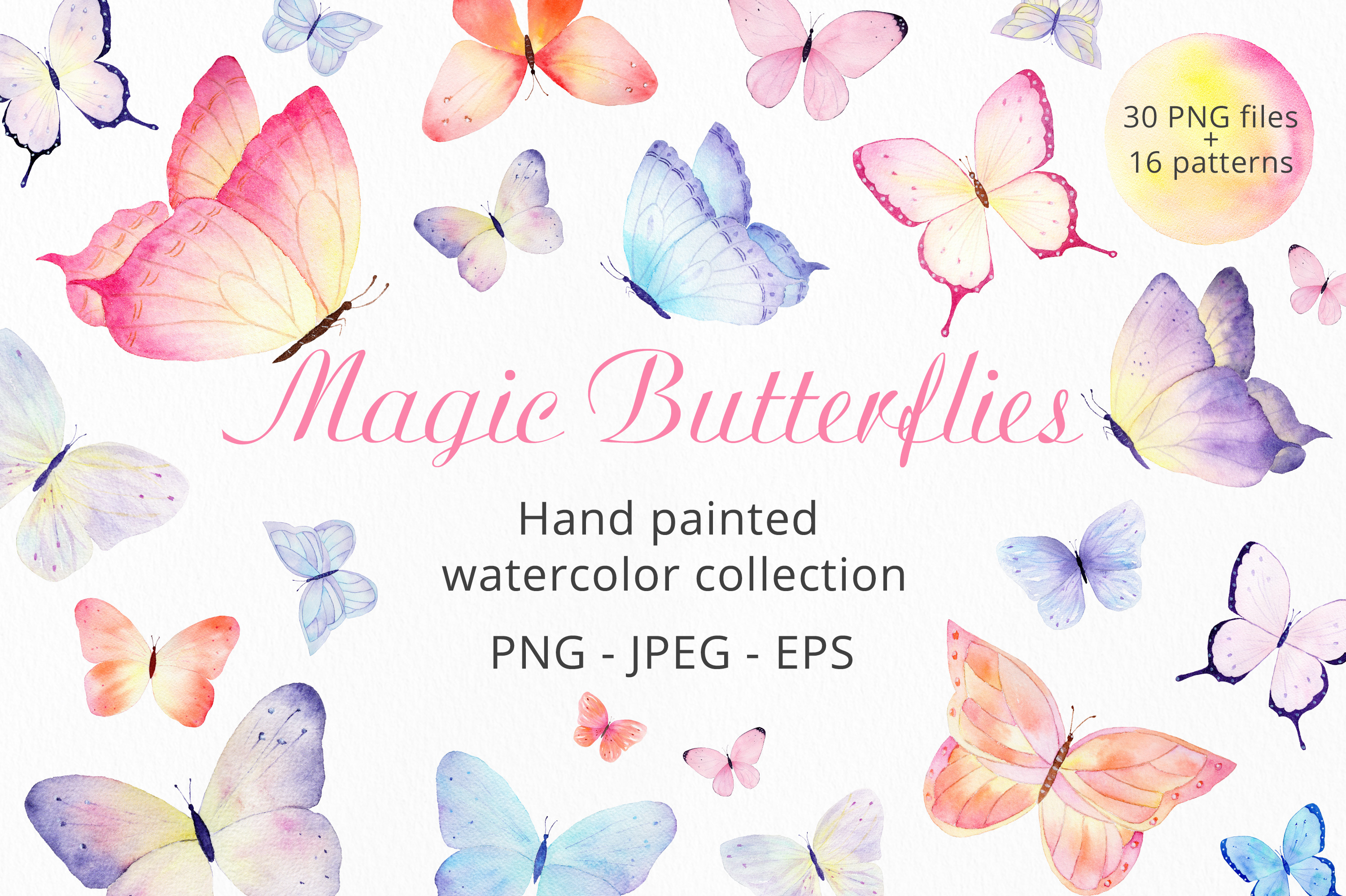 Watercolor Butterfly Clipart Set