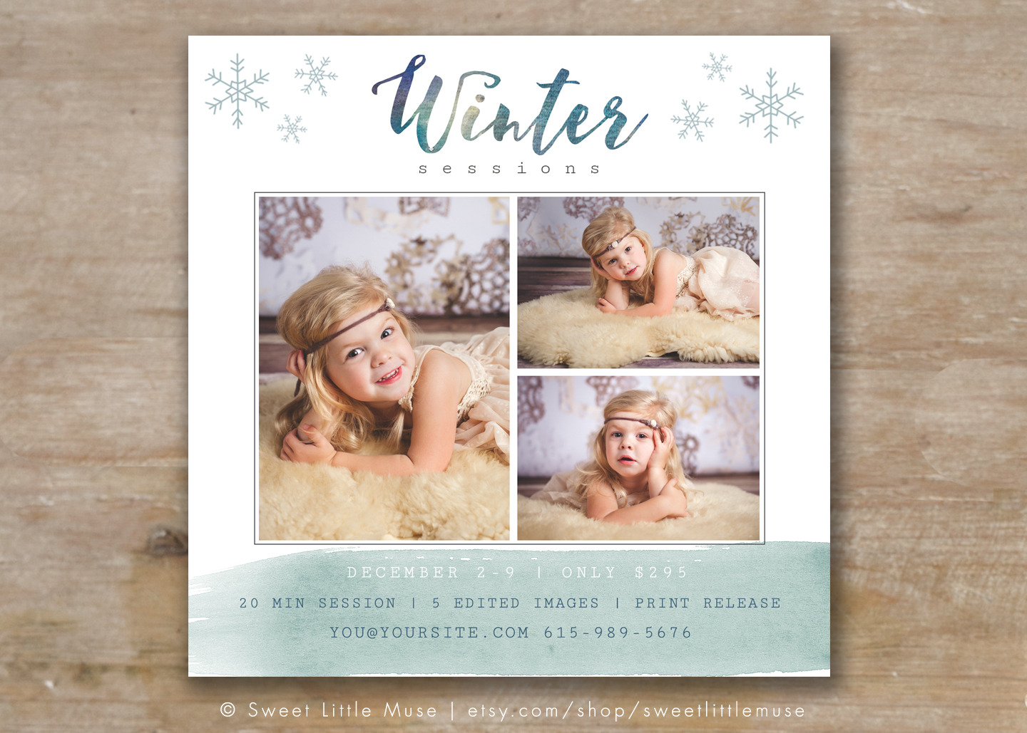 Winter Mini Session Template PS, a Templates & Theme by Sweet Little Muse