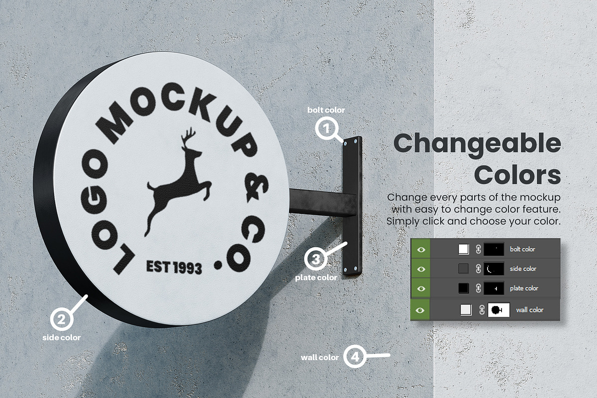 Round Shop Signage Board Mockup Set