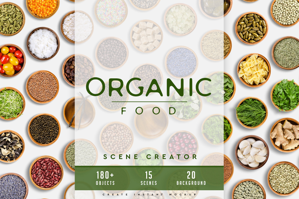 Organic Food Scene Creator_01, a Product Mockup by Mila
