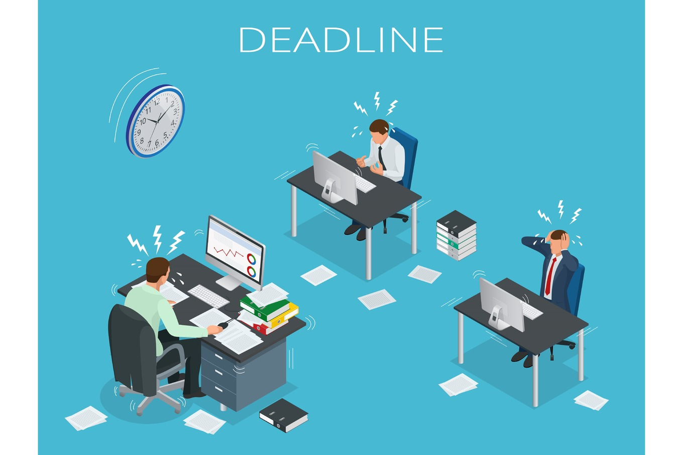 Deadline Concept of overworked man Time to work Time management project ...