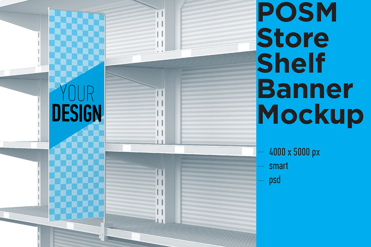 POSM Store Shelf Banner Mockup 3, a Templates & Theme by Alexmaker