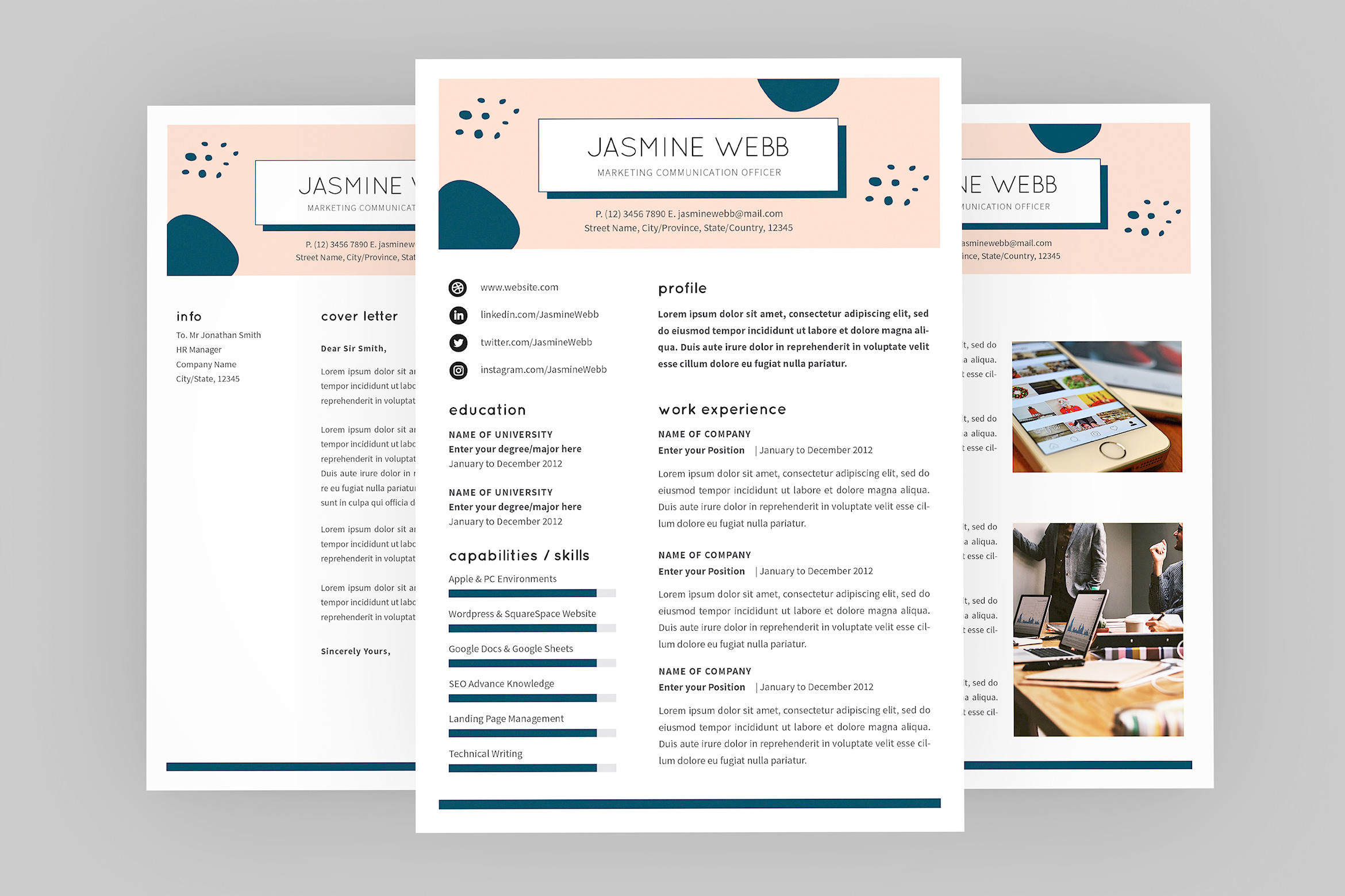 Jasmine Webb Resume Designer, a Resume Template by AQR Studio
