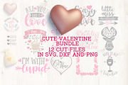 12 Cute Valentine's Cut Files, an Illustration by Graphic House Design P.C