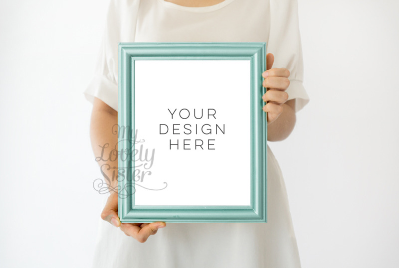 Green frame mock up, a Presentation Template by My Lovely Stock
