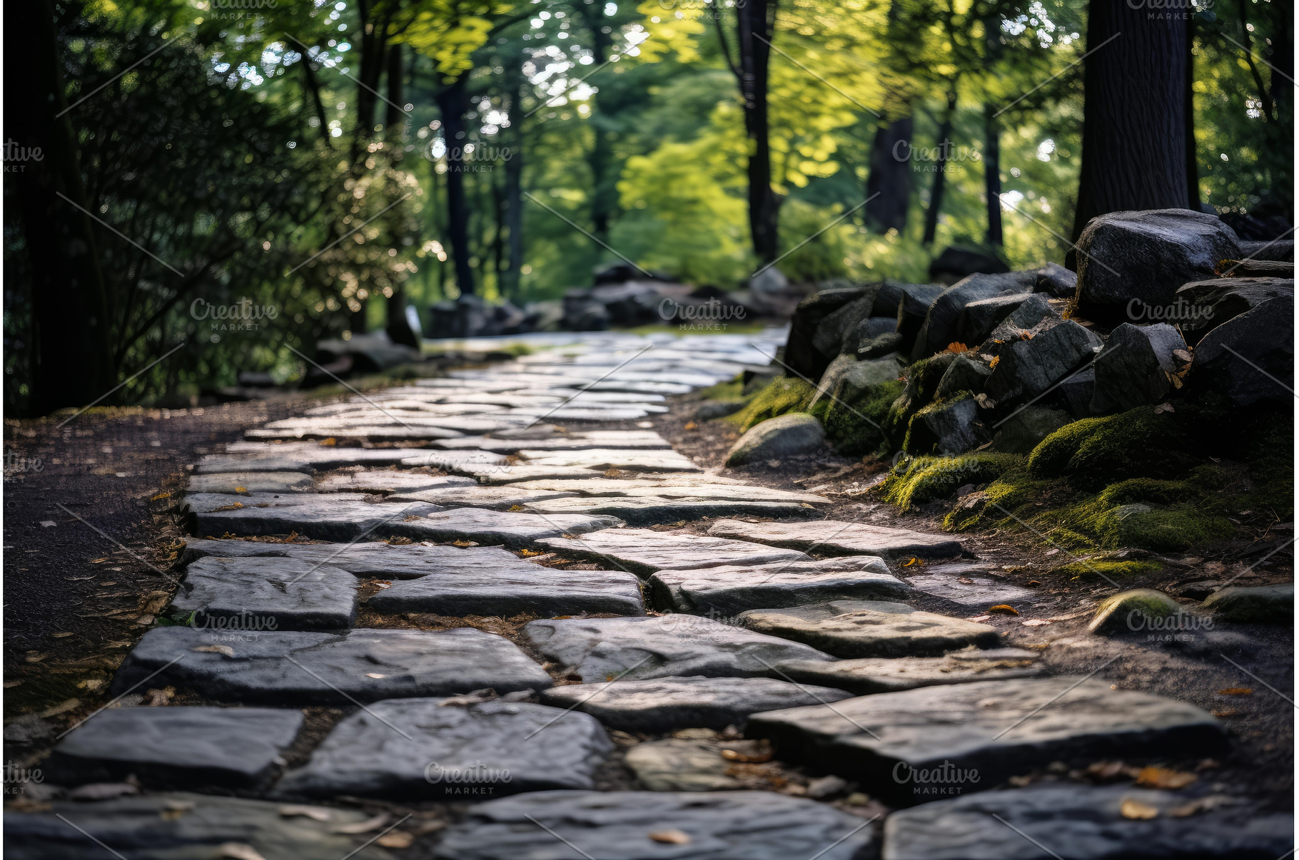 Verdant Stone road forest way, a Nature Photo by Ylivdesign