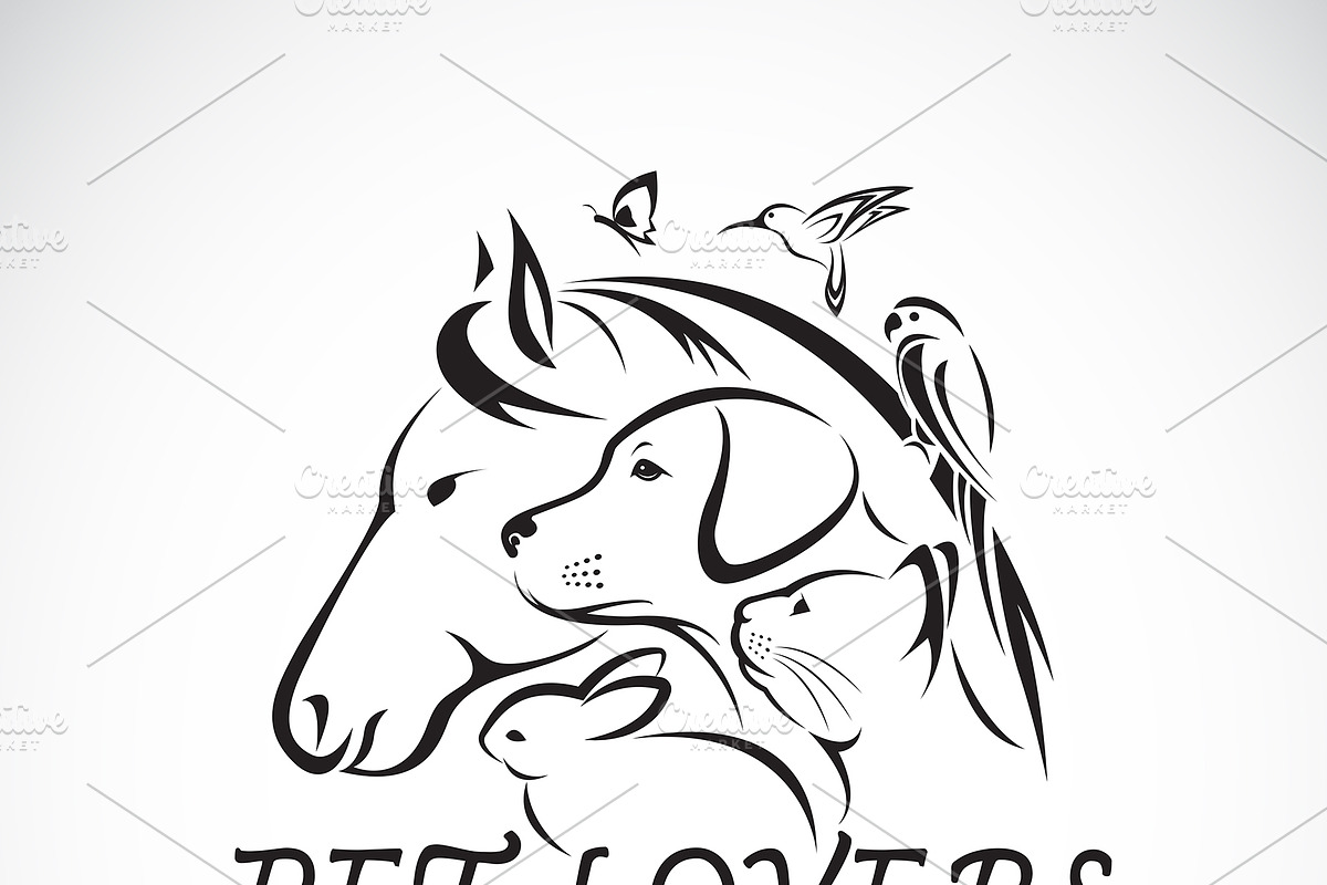 Vector group of pets design. Animal., an Outline Icon by yod67