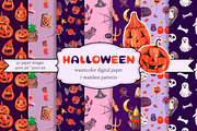 Watercolor Halloween digital paper, a Pattern Graphic by ...
