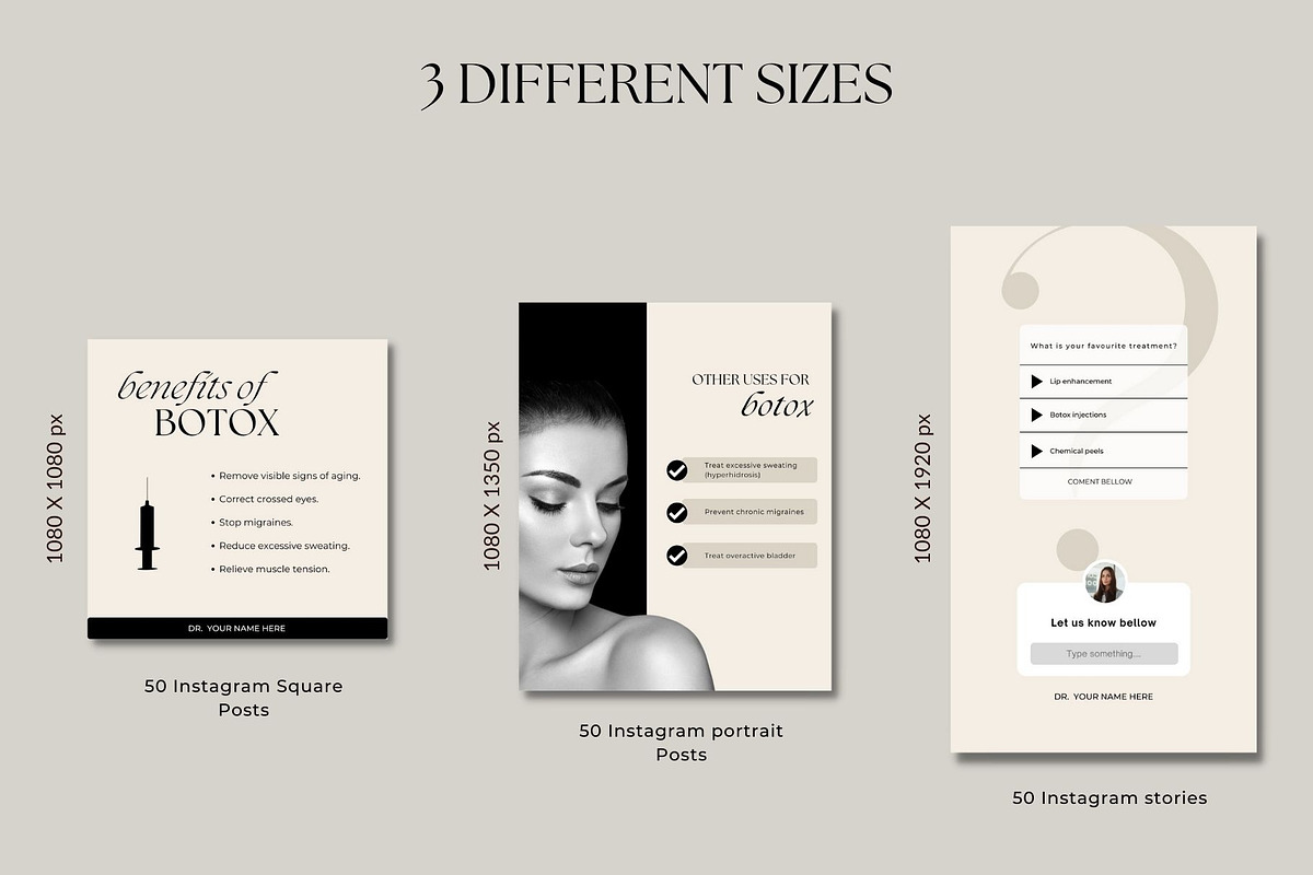 Botox & Fillers Canva Templates, a Social Media Template by Studio Suvelle