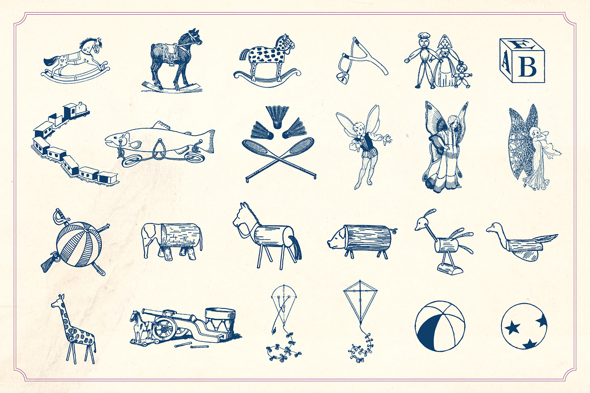 141 vintage toys vector pack, an Object Graphic by Mr Vintage