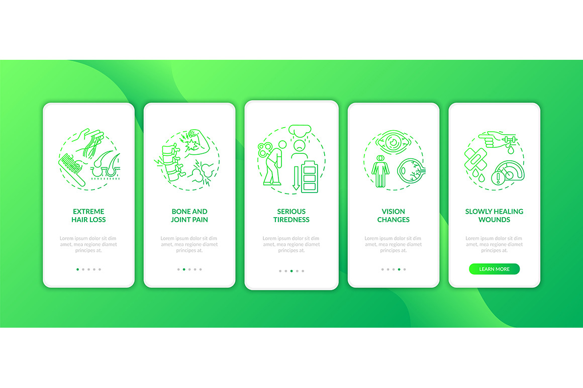 Vitamin deficiency mobile app pages, a Templates & Theme by IMG Visuals