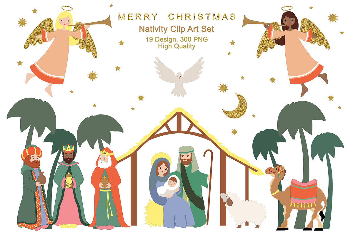 Nativity Birth of Jesus Christmas, an Illustration by Magic Story Studio