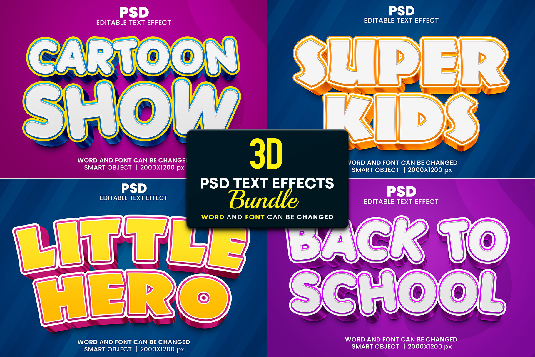 Kids comic style text effect bundle, a Layer Style Add-On by bdrobin