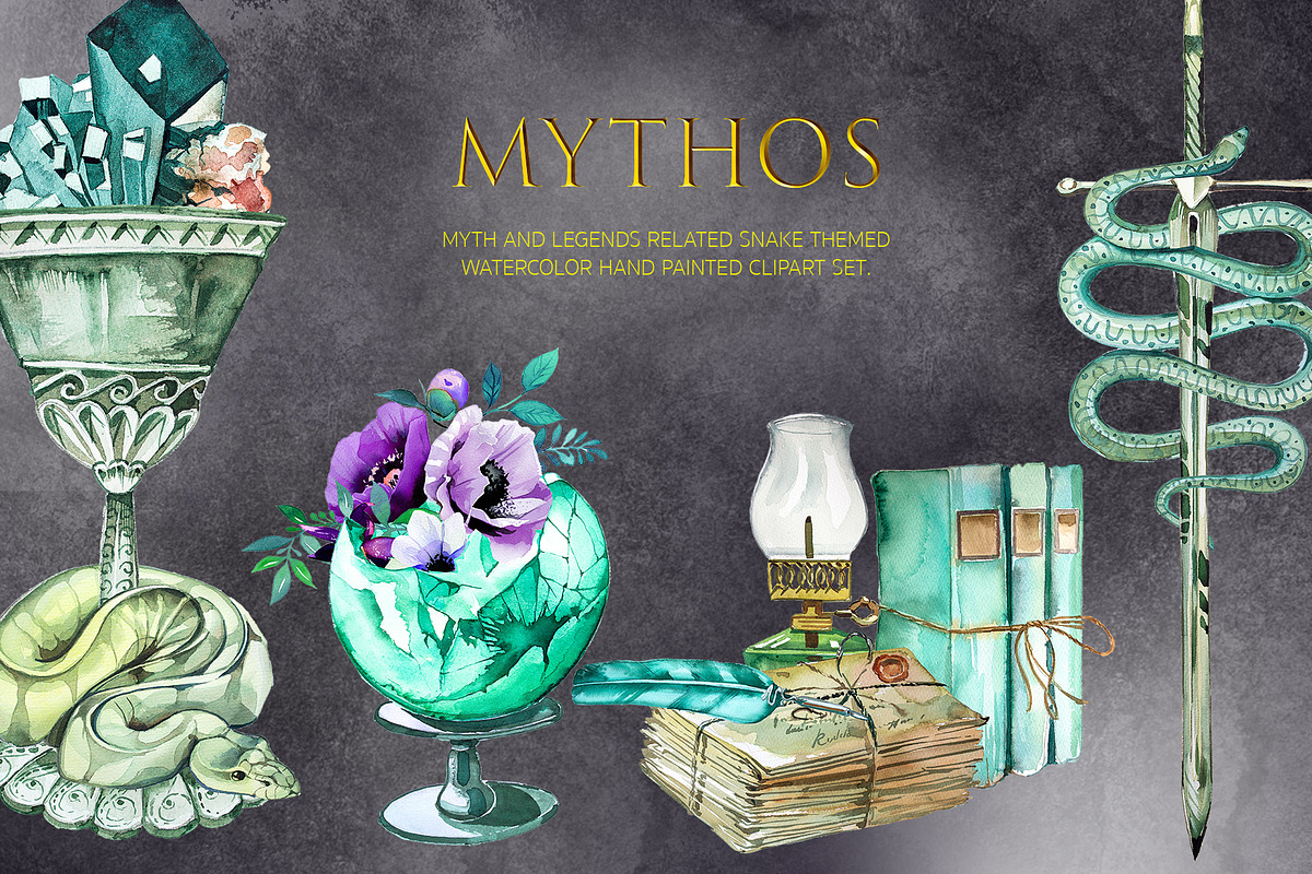 Watercolor Mythos Clipart Set, an Animal Illustration by ArtCreationsDesign