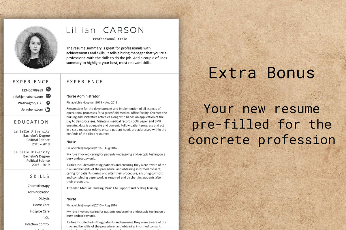 Creative teacher resume template, CV