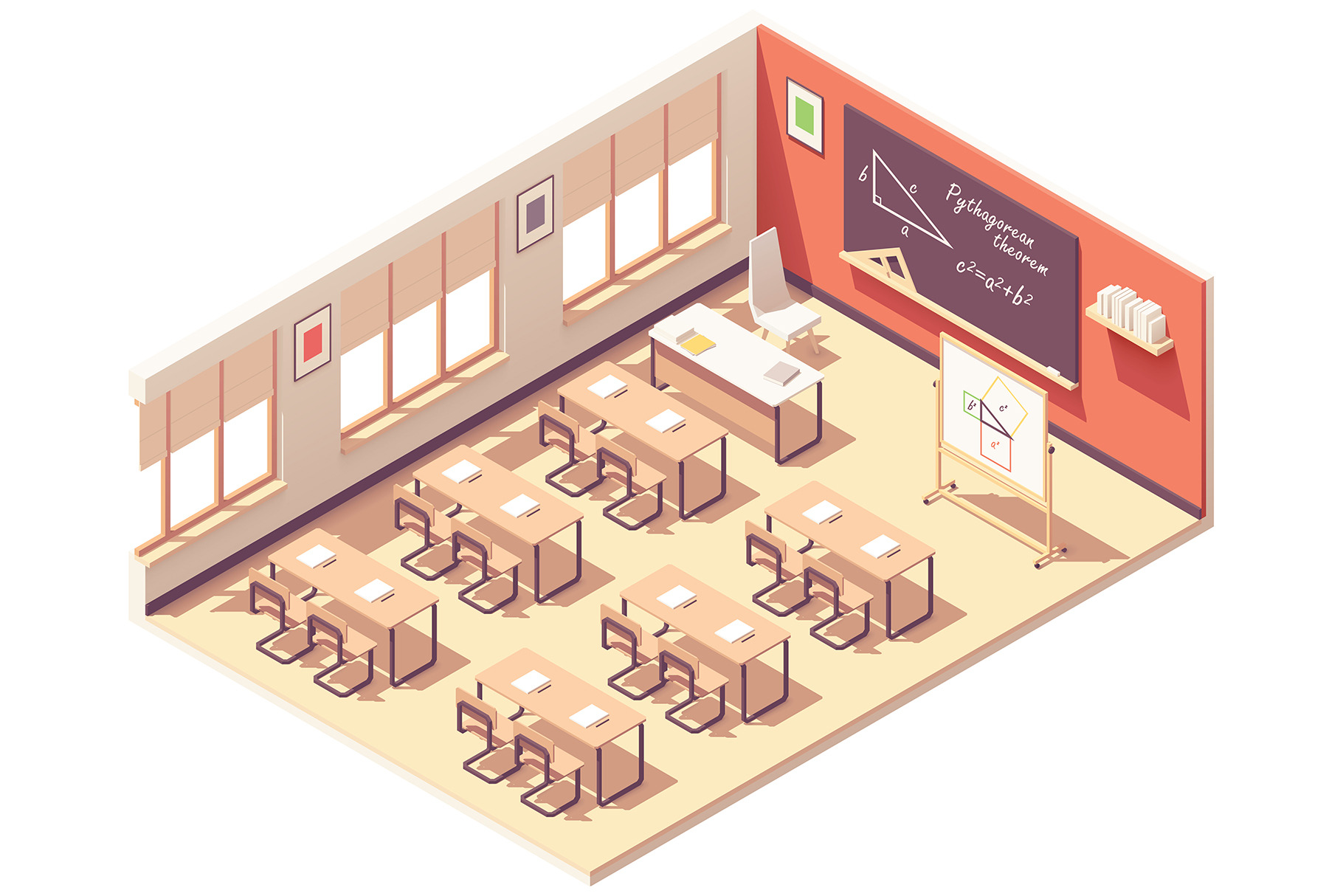Isometric school math classroom, a Graphic by tele52