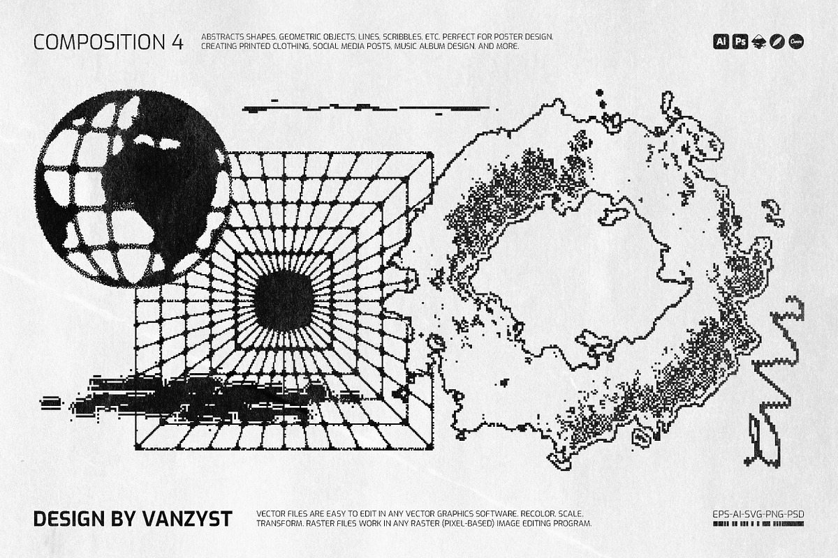 138 Bitmap Vector Shapes Pack, a Background Graphic by Vanzyst