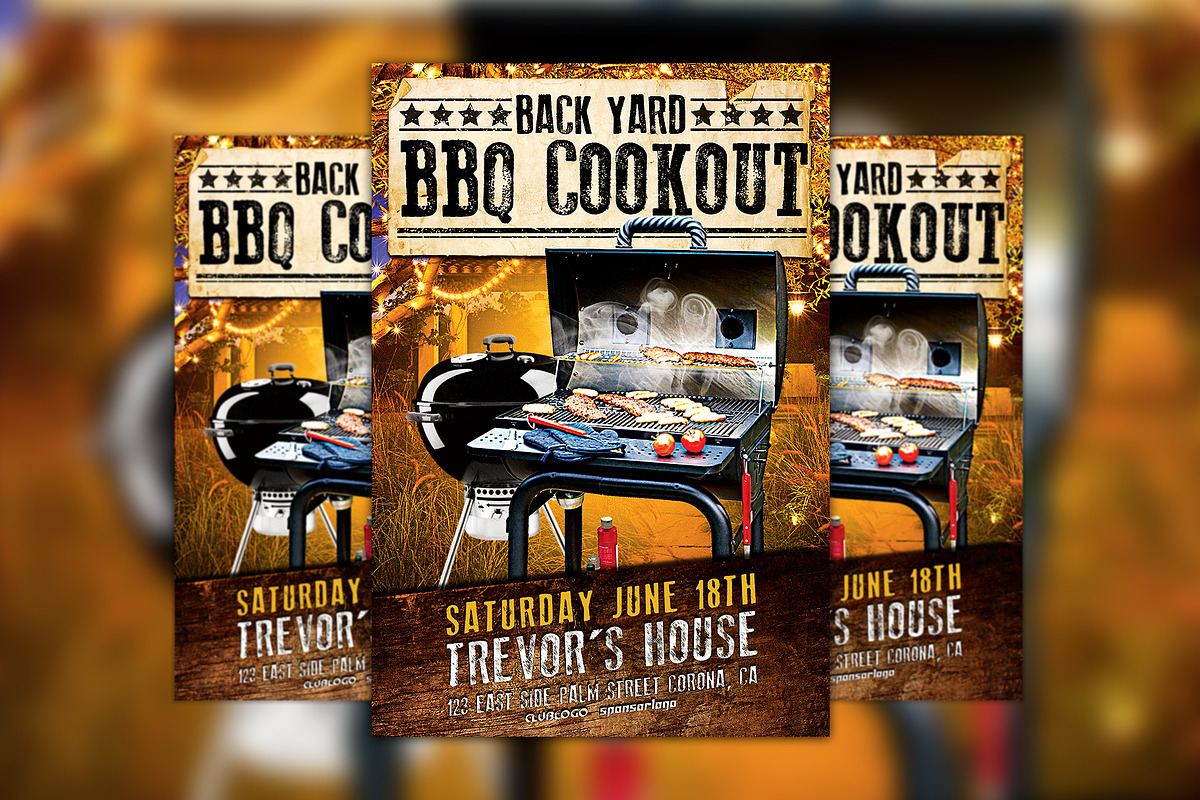 Backyard BBQ Party Flyer Template, a Flyer Template by Flyermind