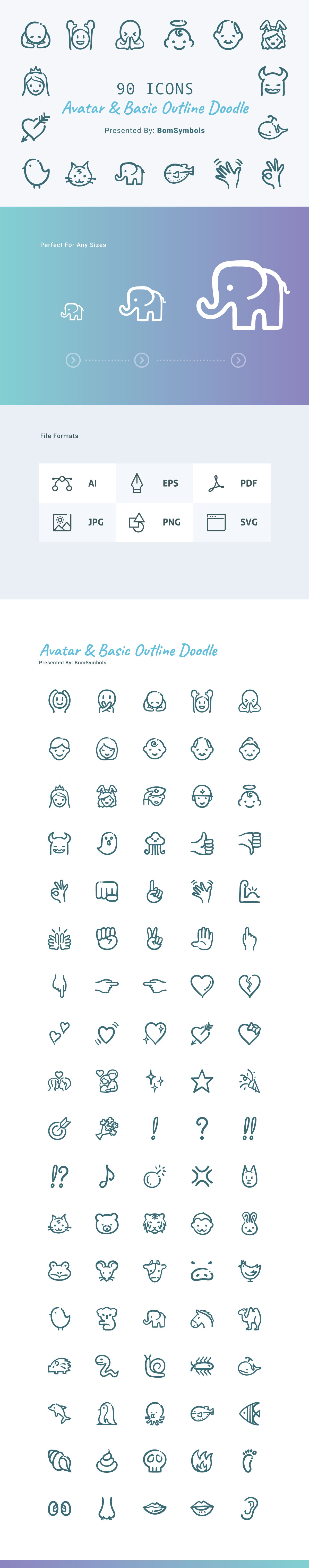Avatar & Basic Outline Doodle, an Icon by BomSymbols | Creative Market