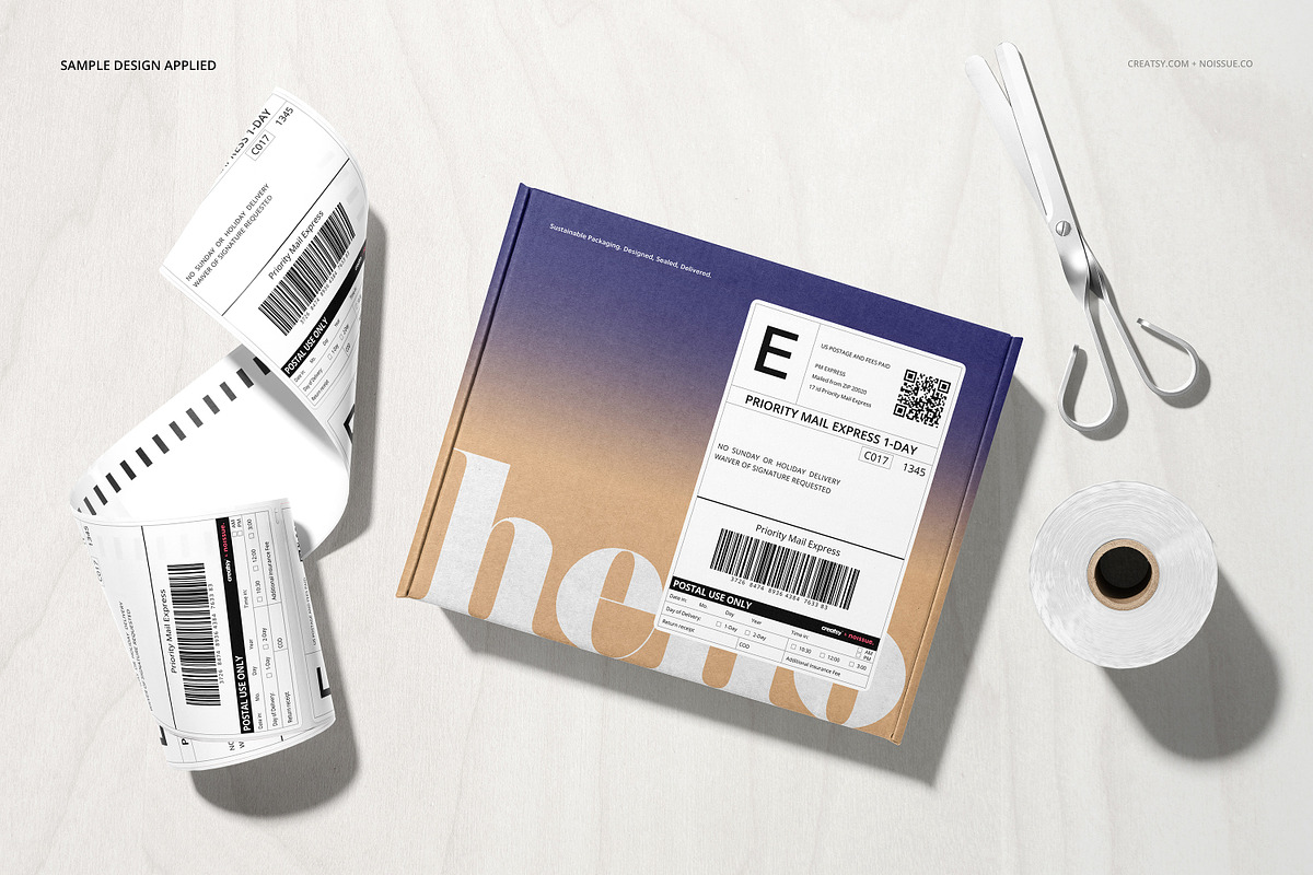 Noissue Shipping Labels Mockup Set, a Packaging Mockup by creatsy5