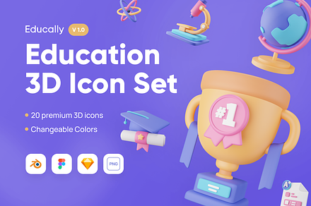 Education 3D Illustration | 3D Objects ~ Creative Market