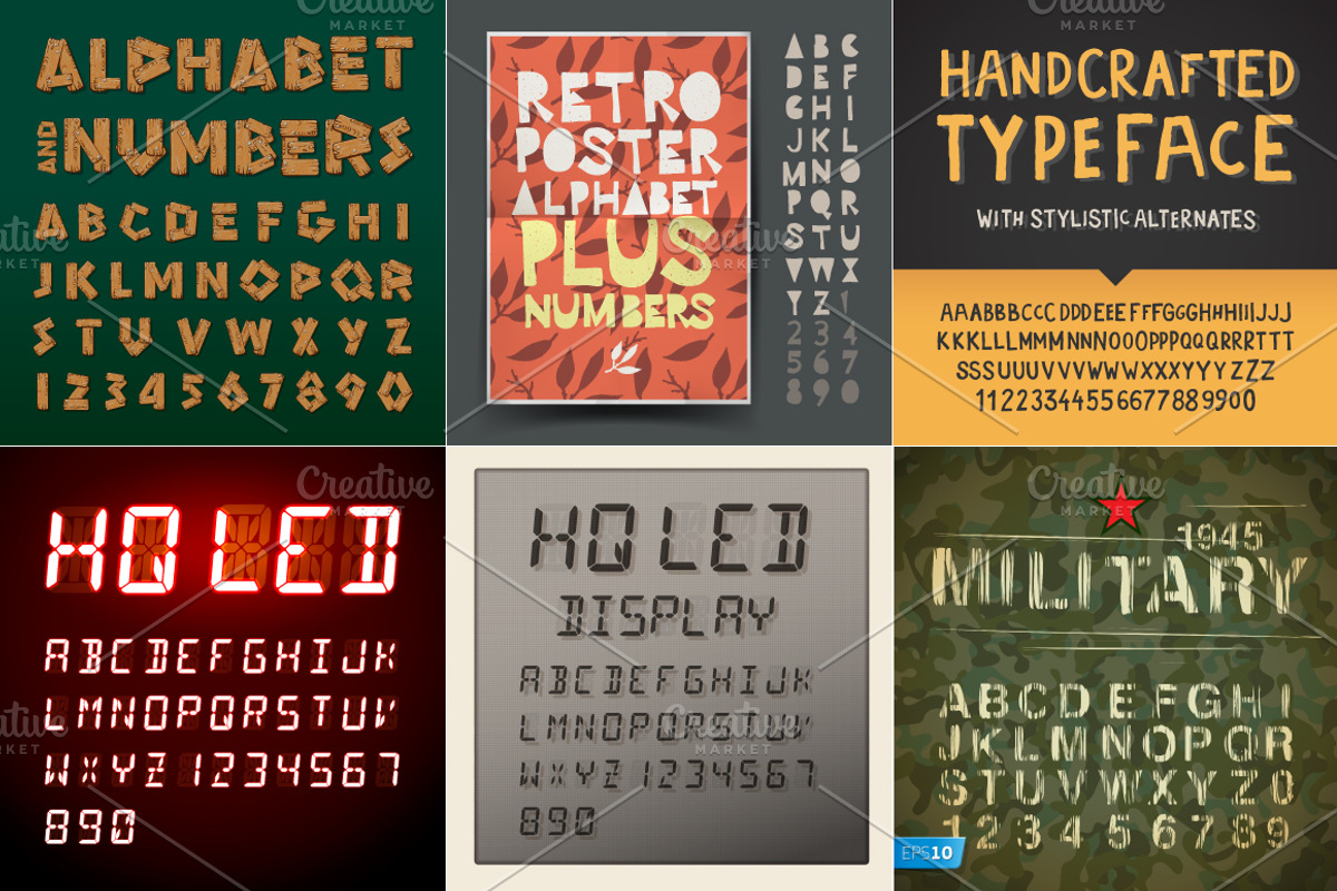 Big Bundle Alphabet & Numbers, a Symbol Font by PREMIUMVECTOR