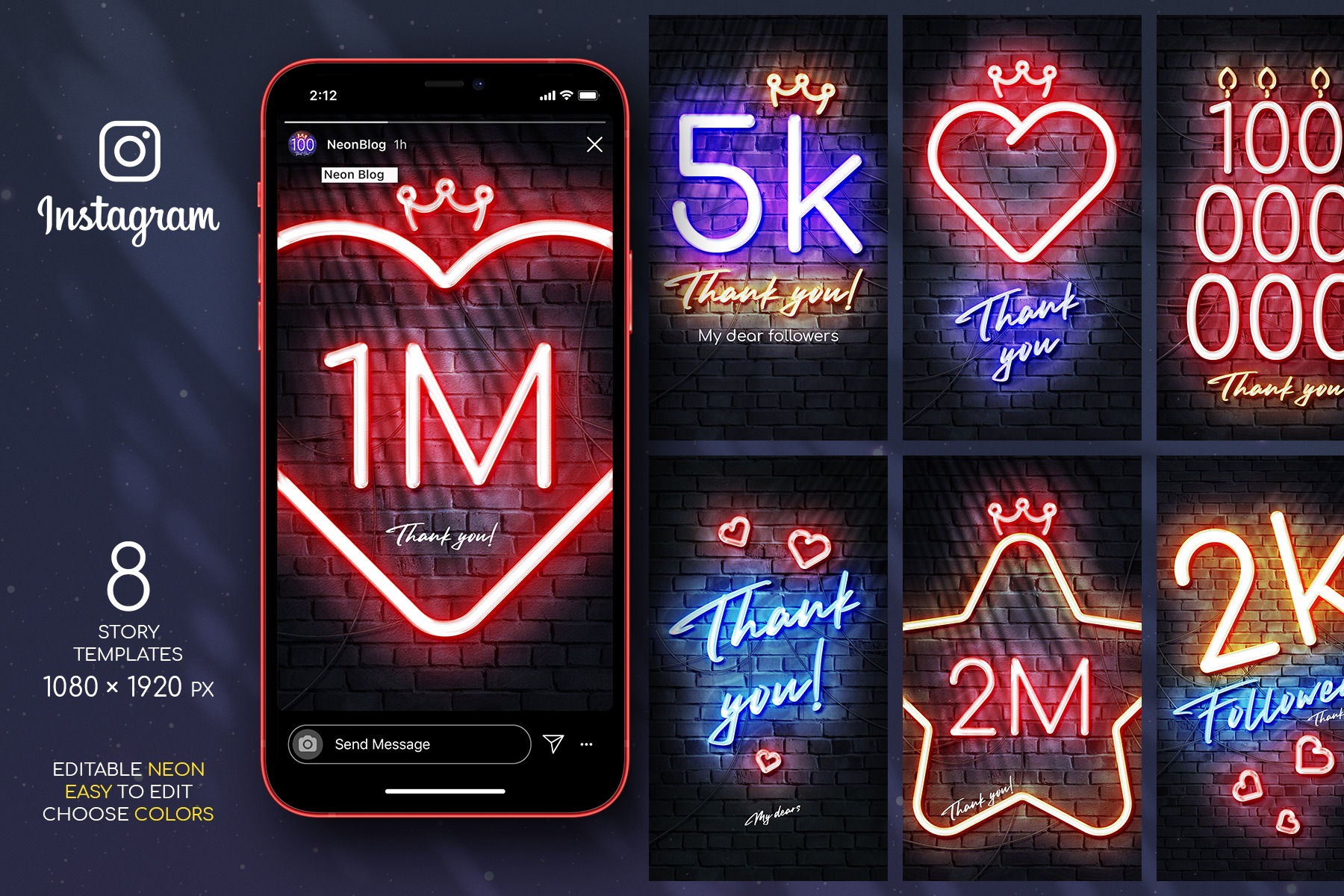 Thank you! Neon Instagram Stories