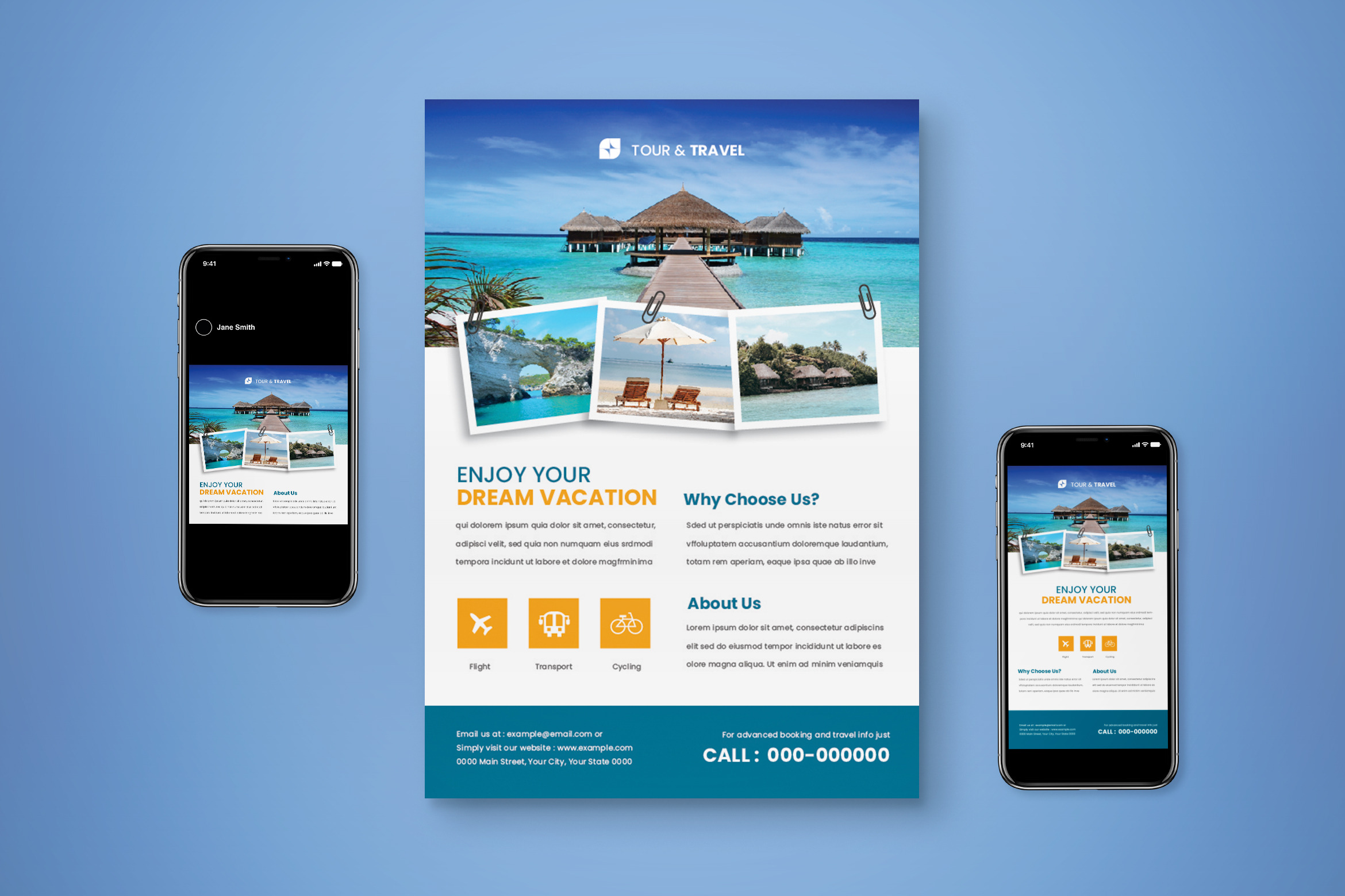 Tour Travel Promotion Flyer Set, a Flyer Template by graphicook