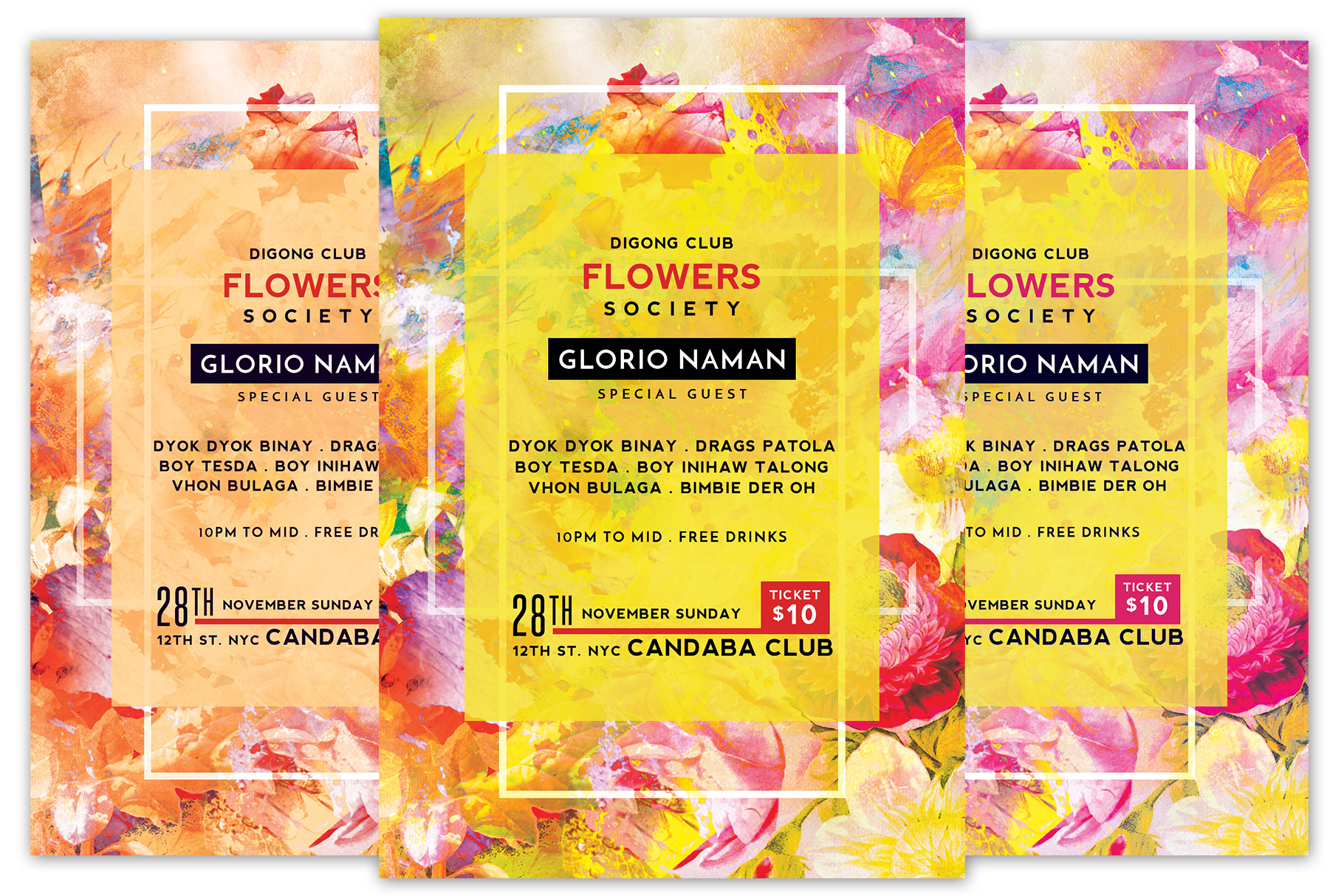 Flowers Society Flyer, a Flyer Template by KiraYamato Design Studio