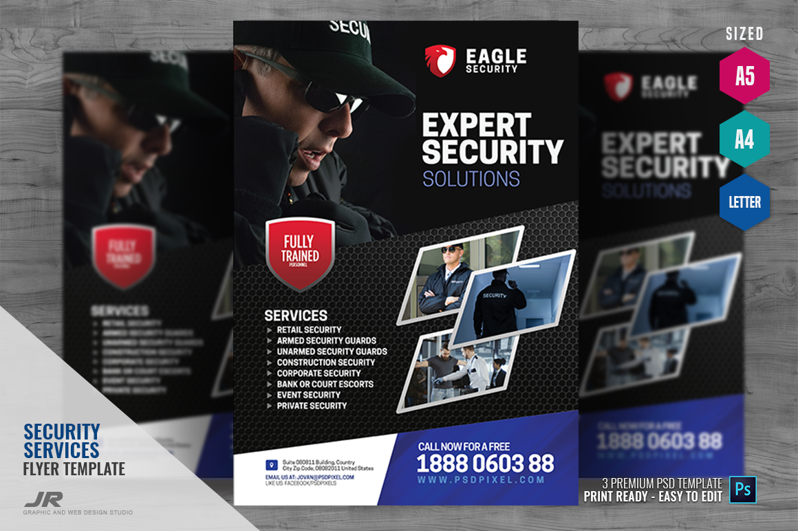 Security Service Flyer, a Flyer Template by PSDPixel