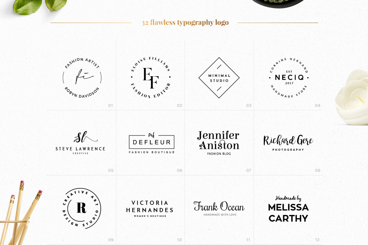32 Elegant Logo Templates, a Branding & Logo Template by Uidea