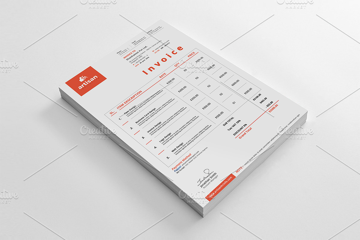 Invoice, a Stationery Template by artisanHR