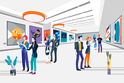 People in modern art gallery | People Illustrations ~ Creative Market