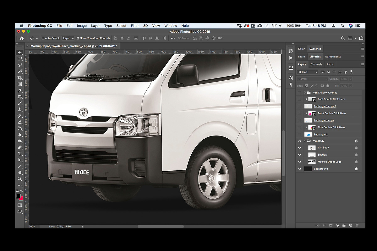 4K Work Van Toyota HiAce PSD Mockup, an Advertising Mockup by mockupdepot