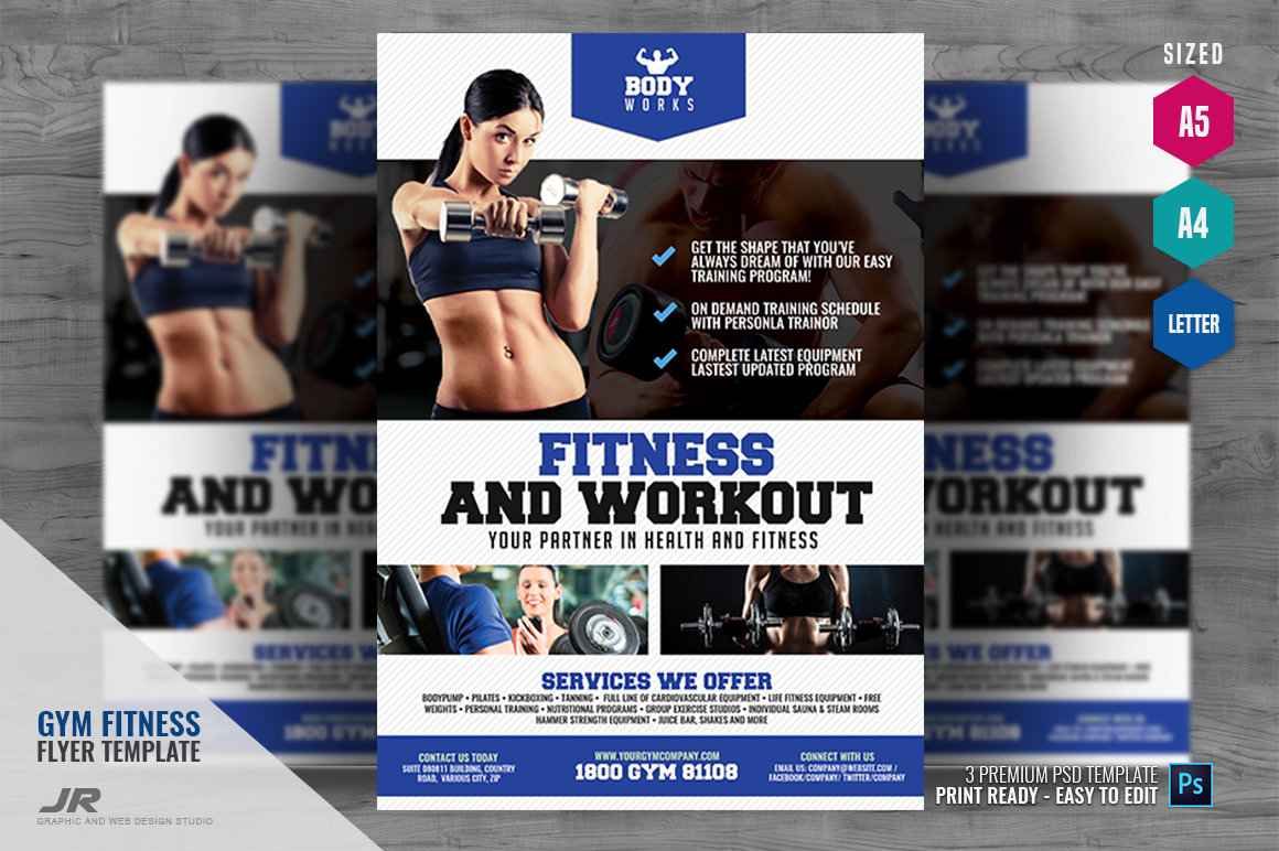 Fitness and Workout Center Flyer, a Flyer Template by PSDPixel