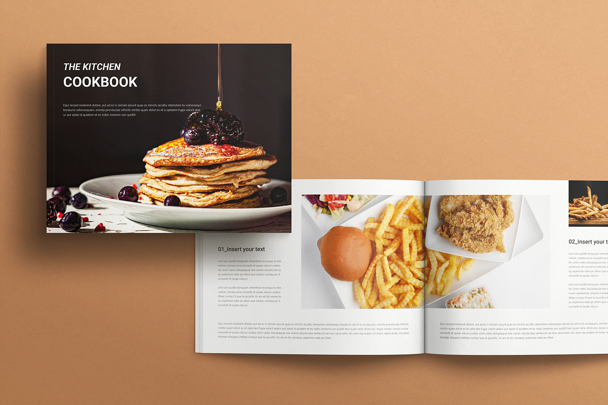 Kitchen Cookbook Template Landscape, a Brochure Template by TemplatesForest
