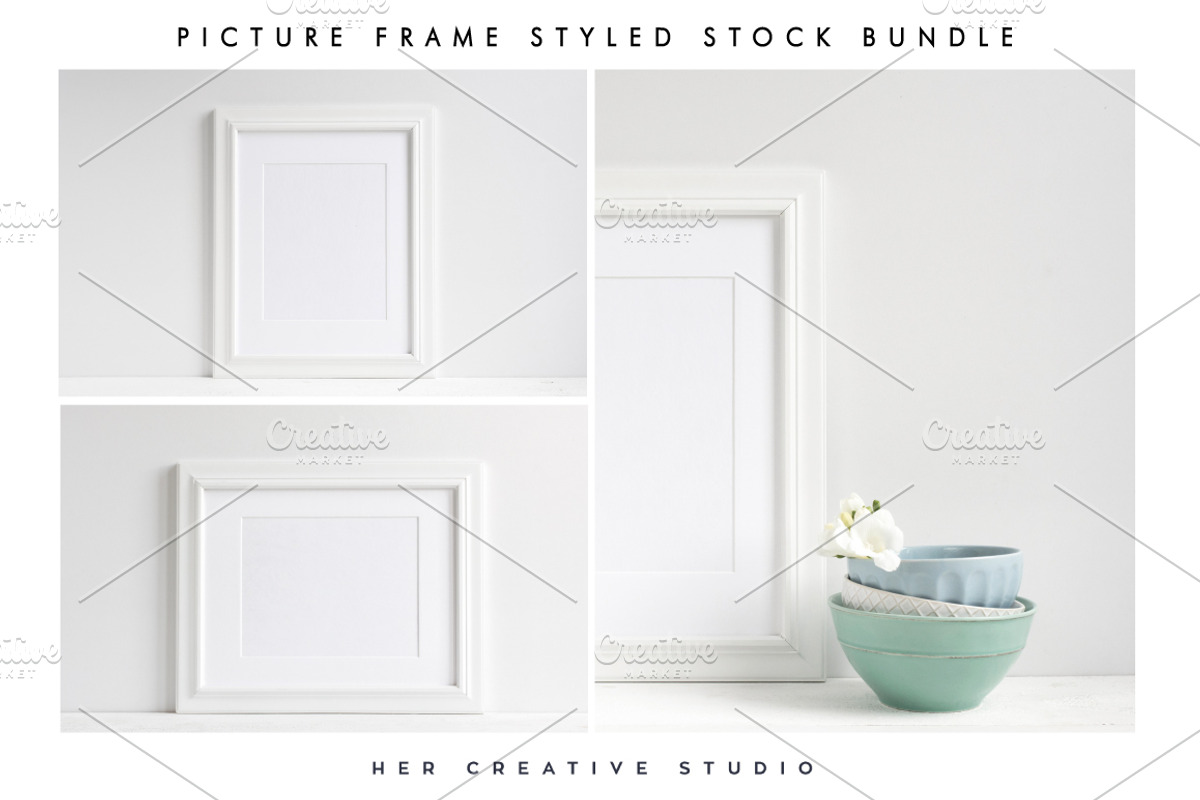 White Picture Frame Bundle, a Print Template by Her Creative Studio