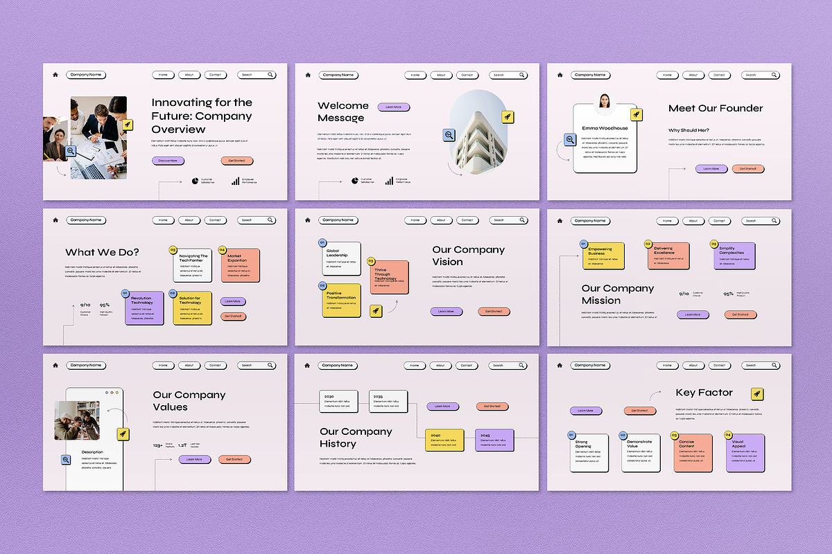 Purple Company Profile Google Slide, a Presentation Template by graphicook