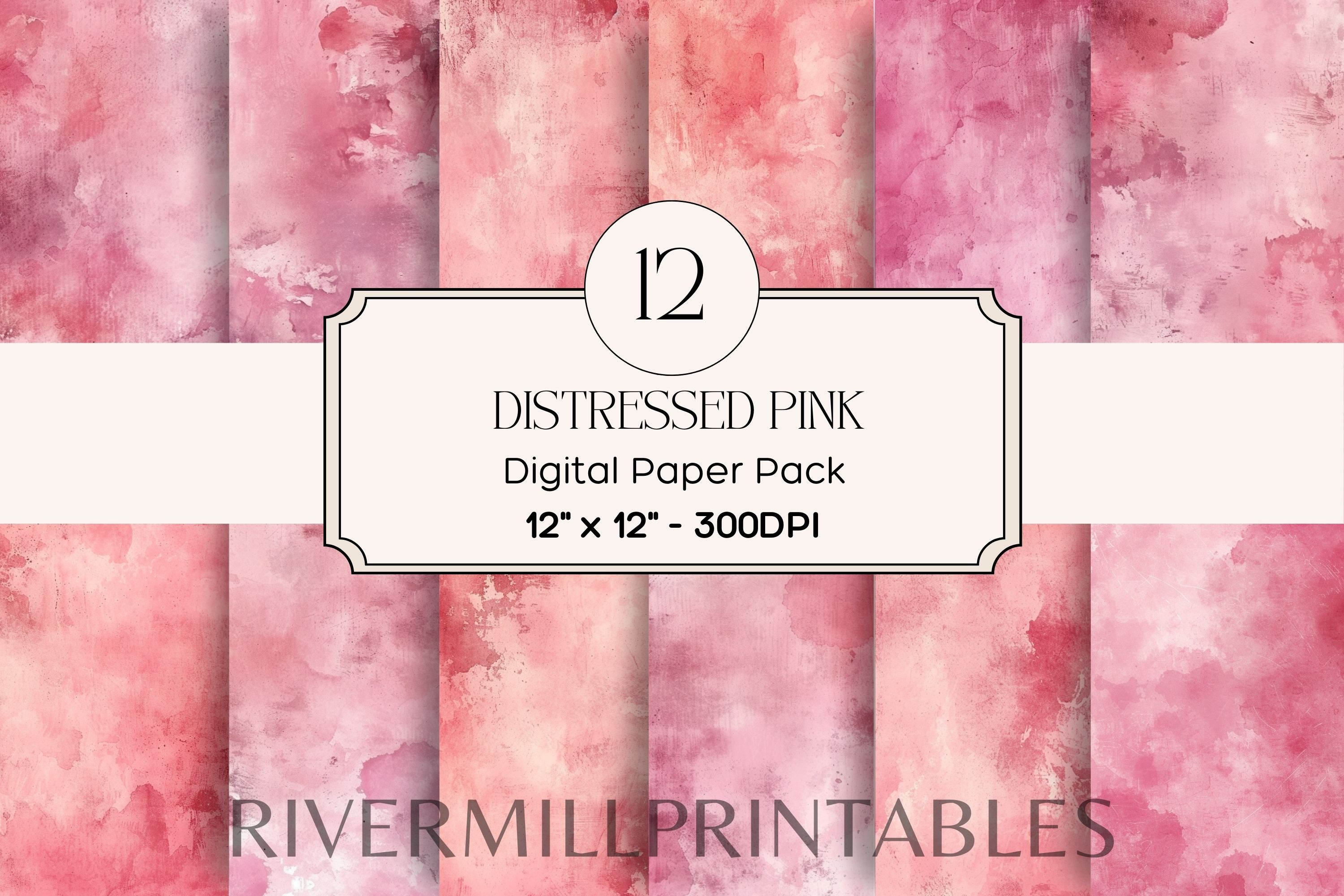 Distressed Pink Digital Paper Pack, a Decorative Illustration by ...