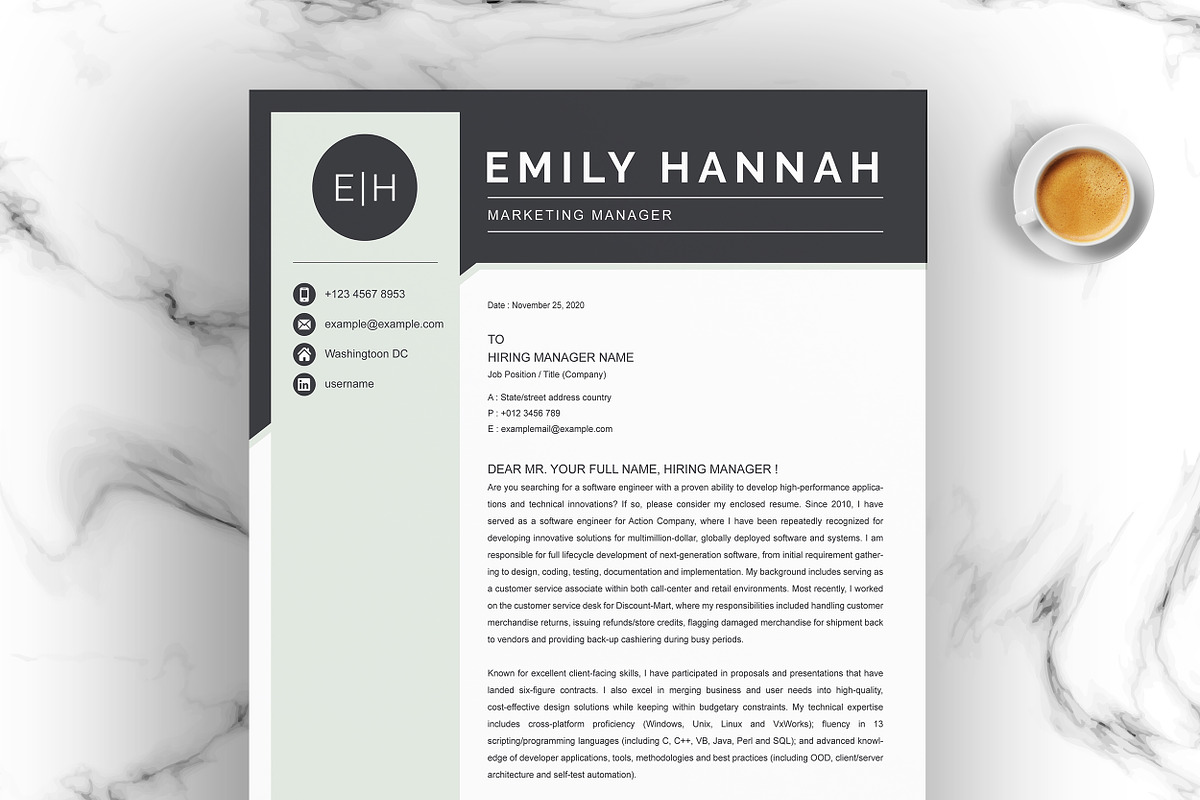 Marketing Manager Resume Template, a Resume Template by ResumeInventor ...