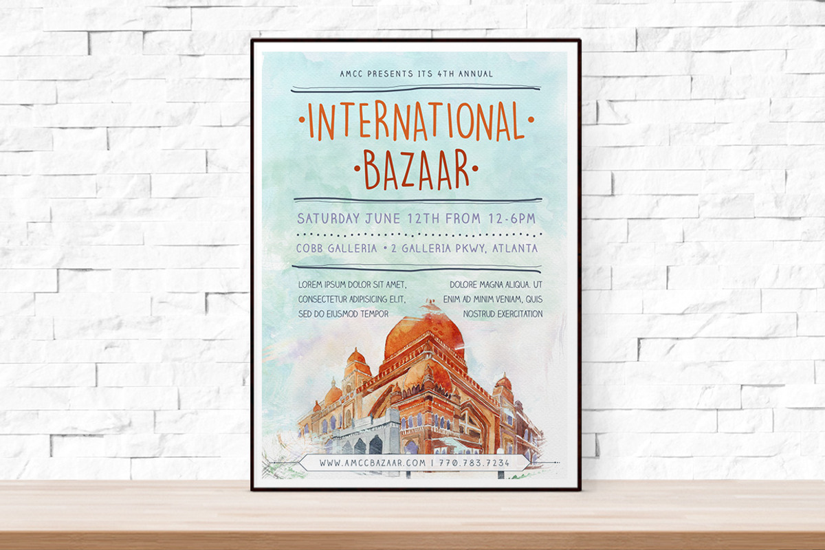 Watercolor Bazaar Flyer Template, a Flyer Template by The Flyer Press ...