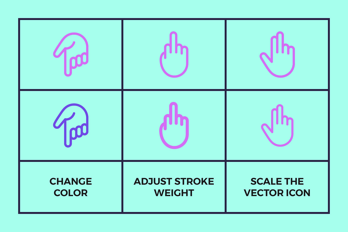 Hand Gestures Icon Pack, an Outline Icon by Abstracto-Create | Creative ...