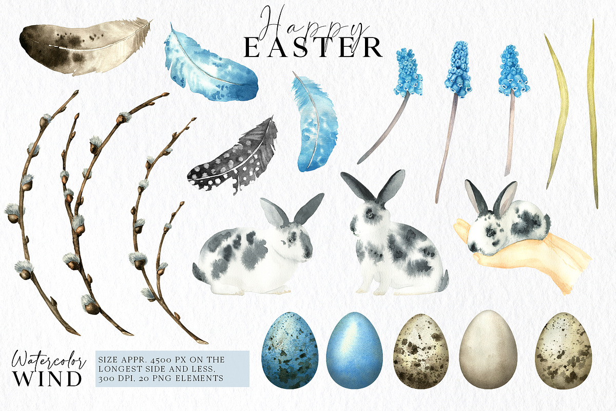 Spring Easter floral png clipart, an Illustration by WatercolorWind ...